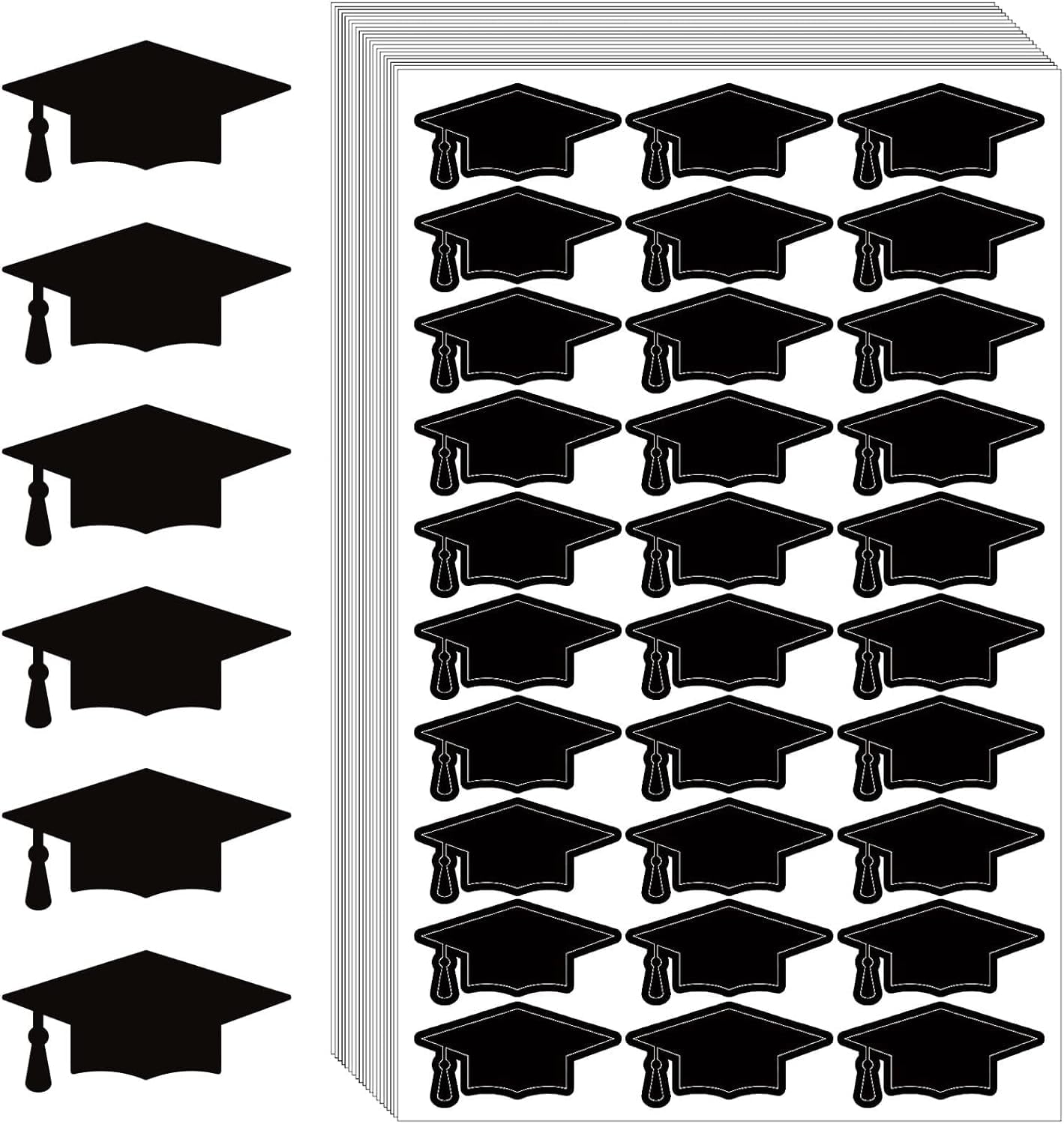 Black Graduation Cap Stickers, Grad Cap Self-Adhesive Sealing Labels ...
