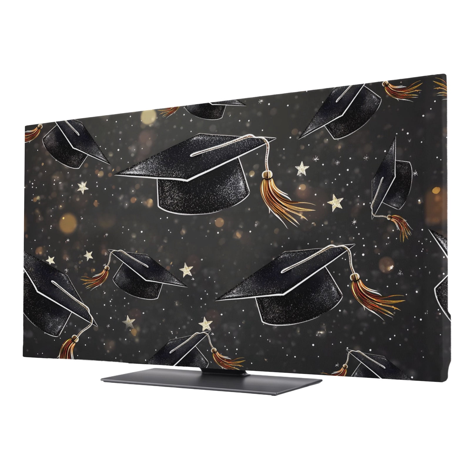 Black Graduation Cap TV Cover for 65 Inch Screen,Stretch Fabric ...