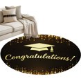 Black Graduation Celebration Round Rug 4ft Washable Circle Entryway ...