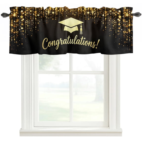 Black Graduation Celebration Valances for Windows Farmhouse Kitchen ...