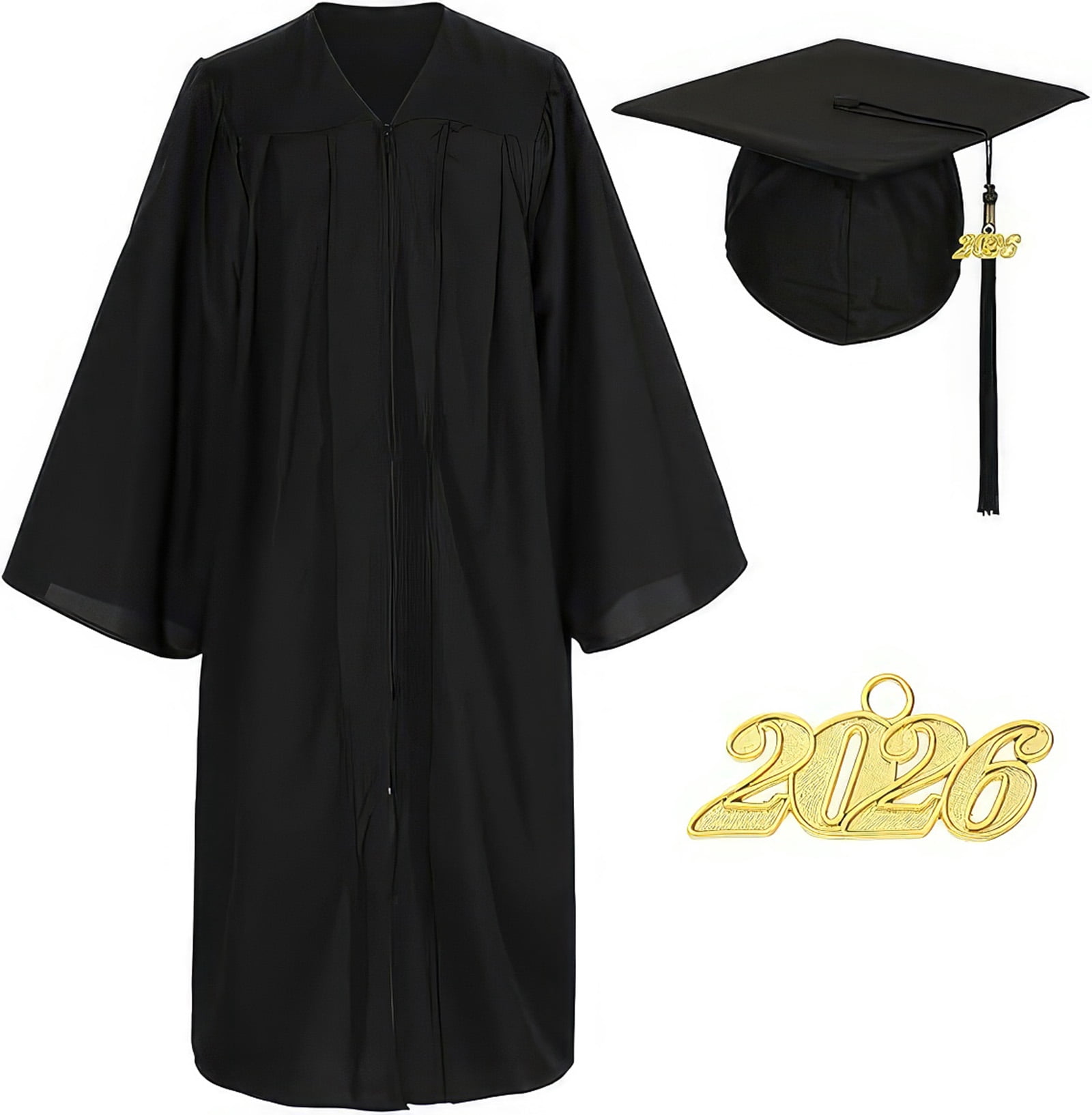 Black Graduation Gown and Cap Class of 2026 Set Bulk with Tassel for ...