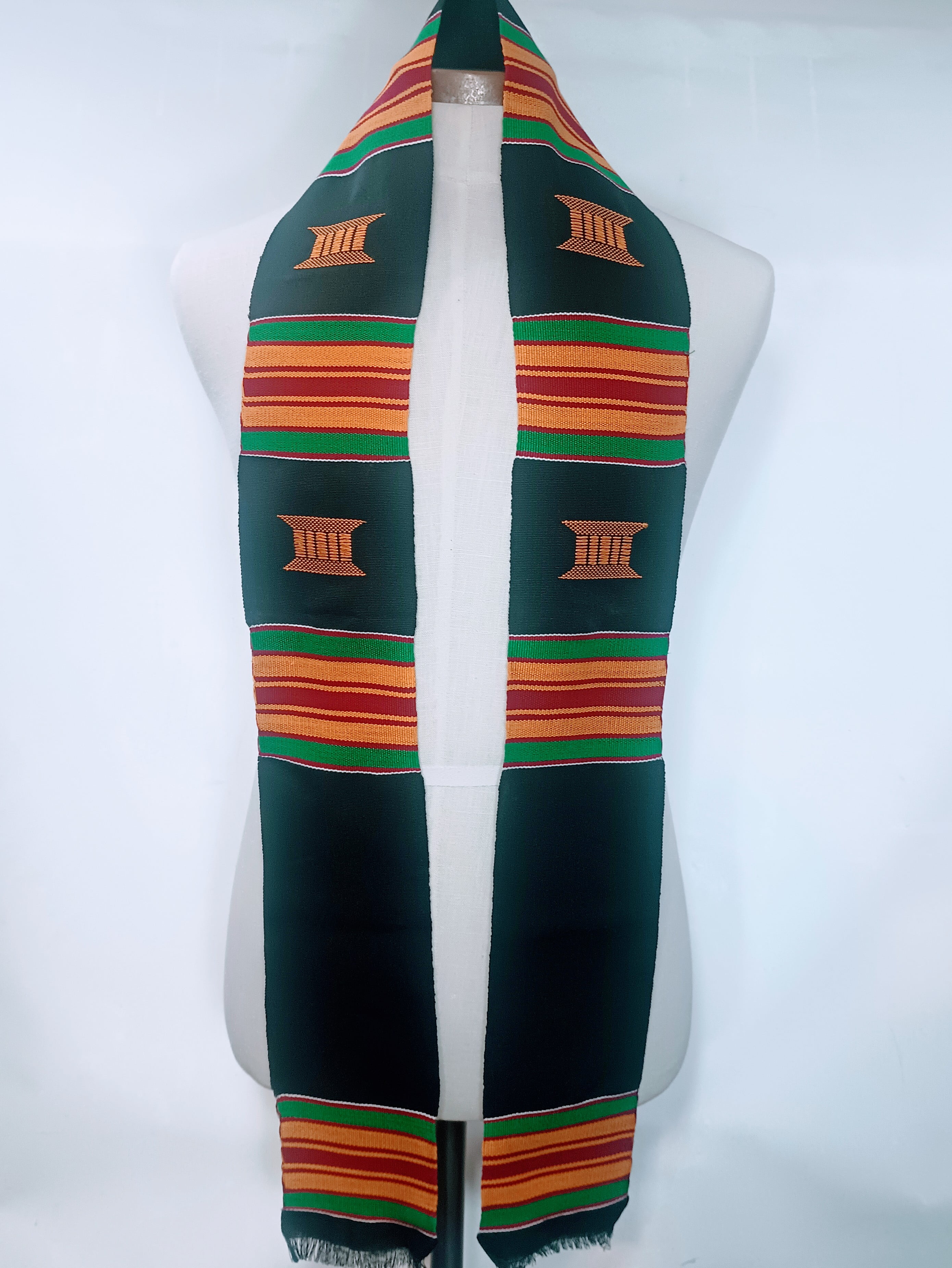 Black Graduation Kente Cloth Stole with Stool Symbol - Walmart.com