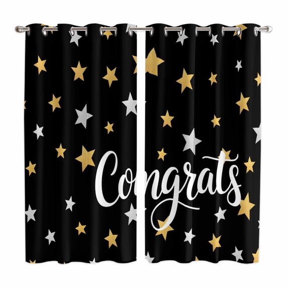 Black Graduation Kitchen Curtains Window Panels, Stars Modern Art ...