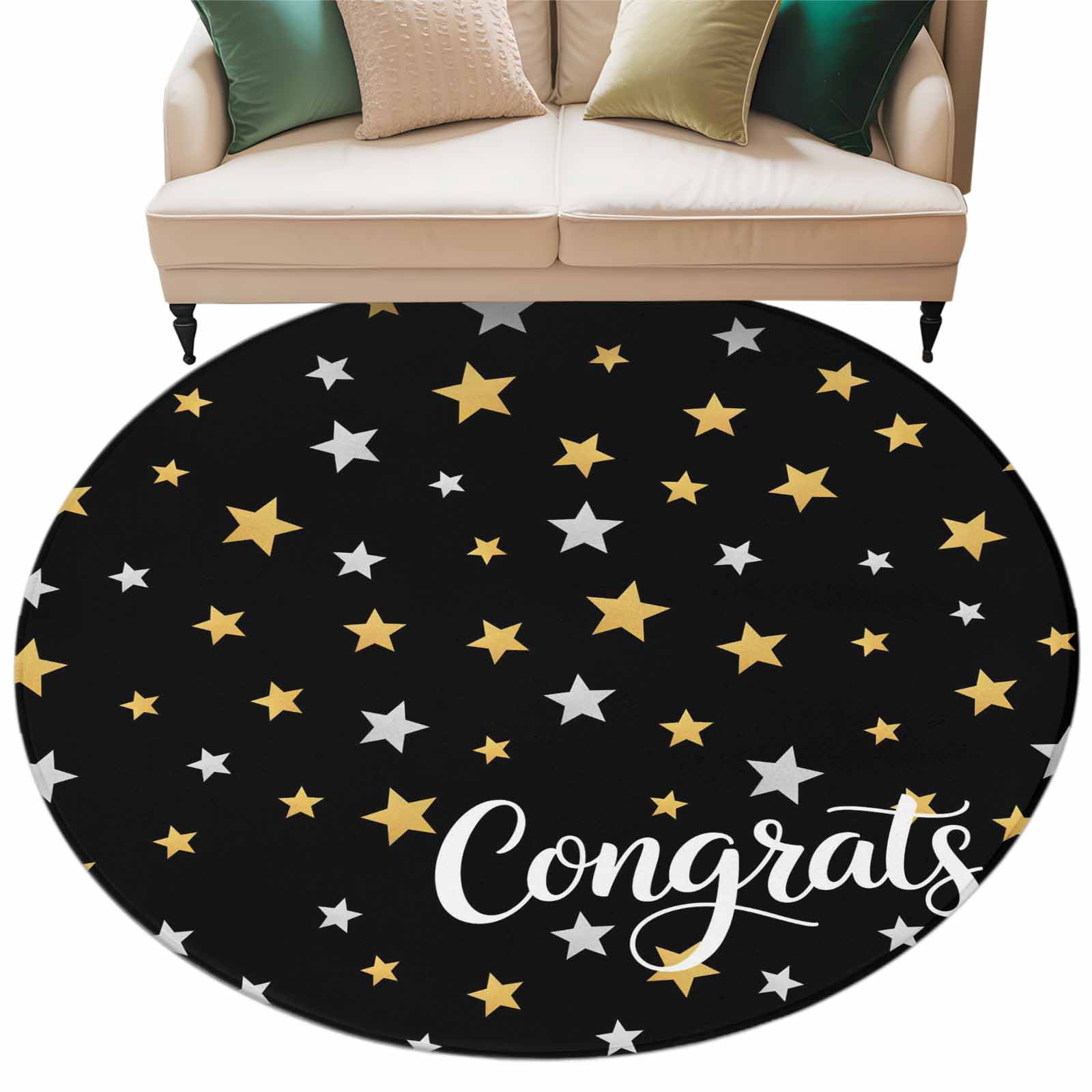 Black Graduation Round Area Rugs Collection 6', Stars Modern Art Non ...
