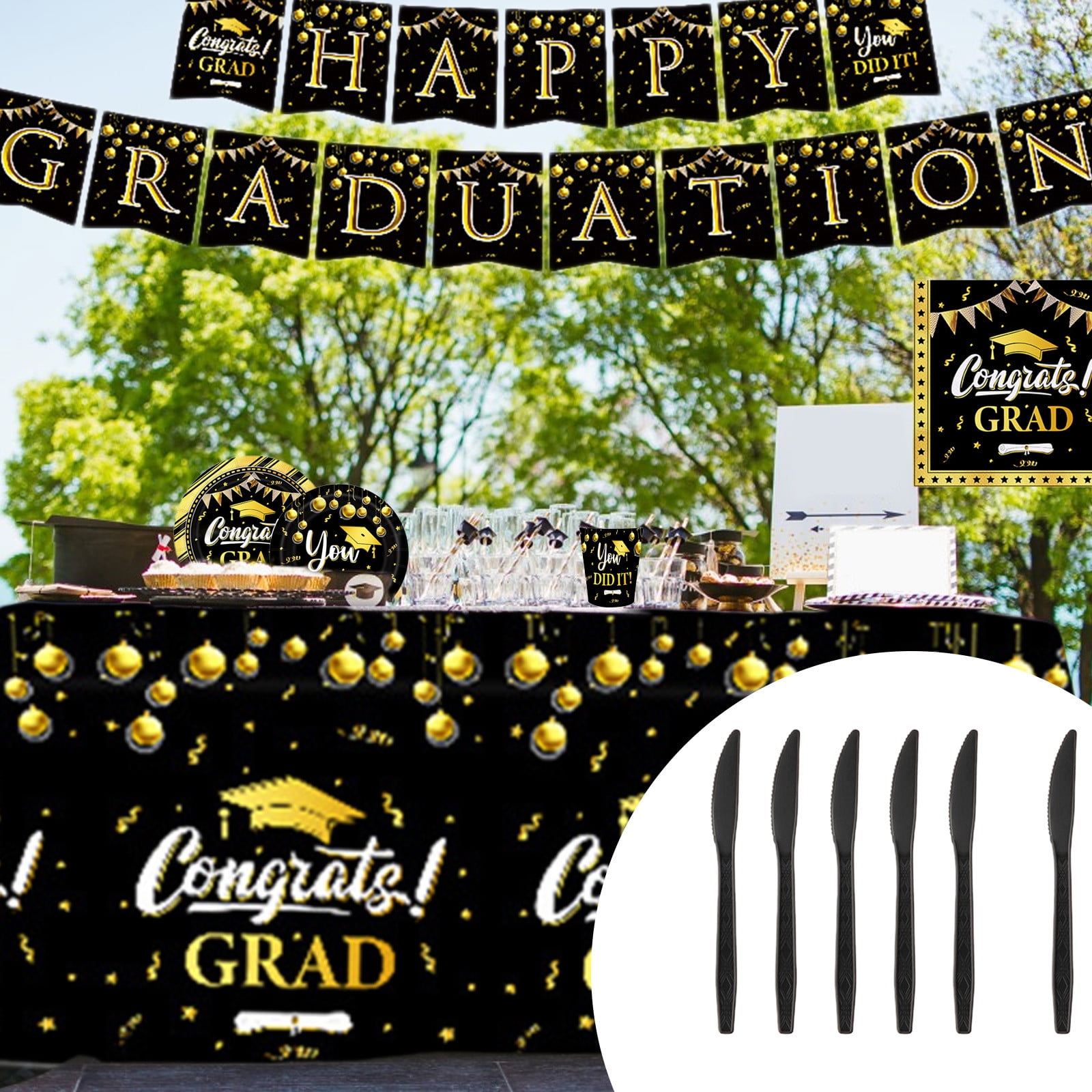 Black Graduation Season Paper Tray Set, Tissues, Tablecloths, Flag ...