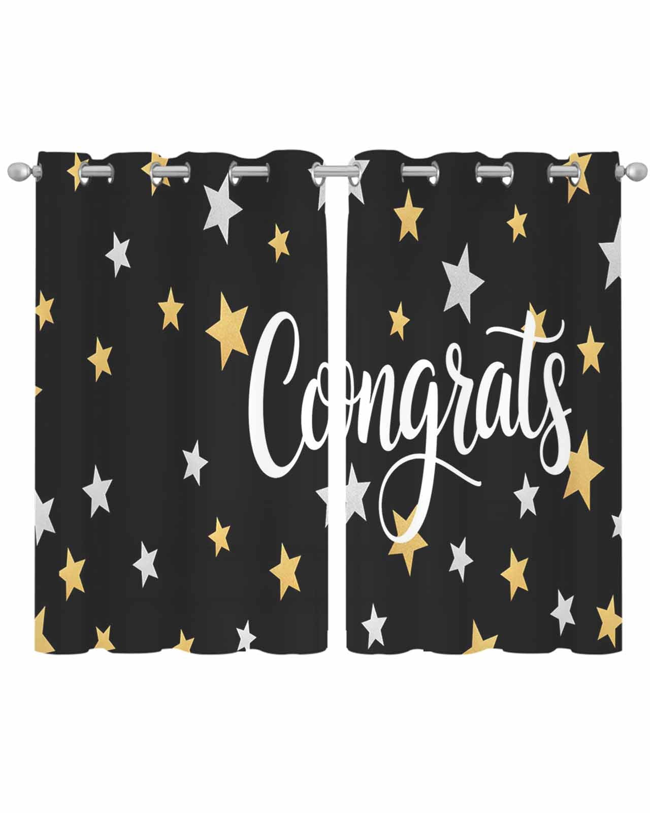Black Graduation Sheer Curtains 54 Inch Length 2 Panels Set for Living ...