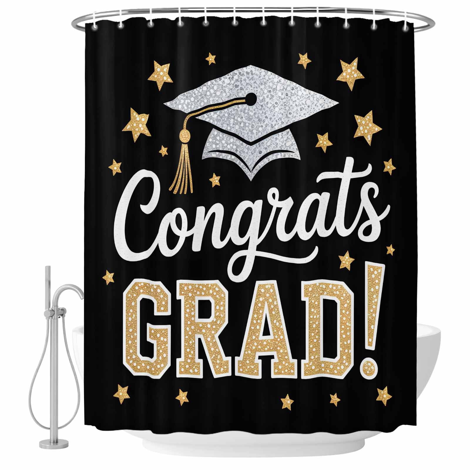Black Graduation Shower Curtain, Waterproof Shower Curtains for ...