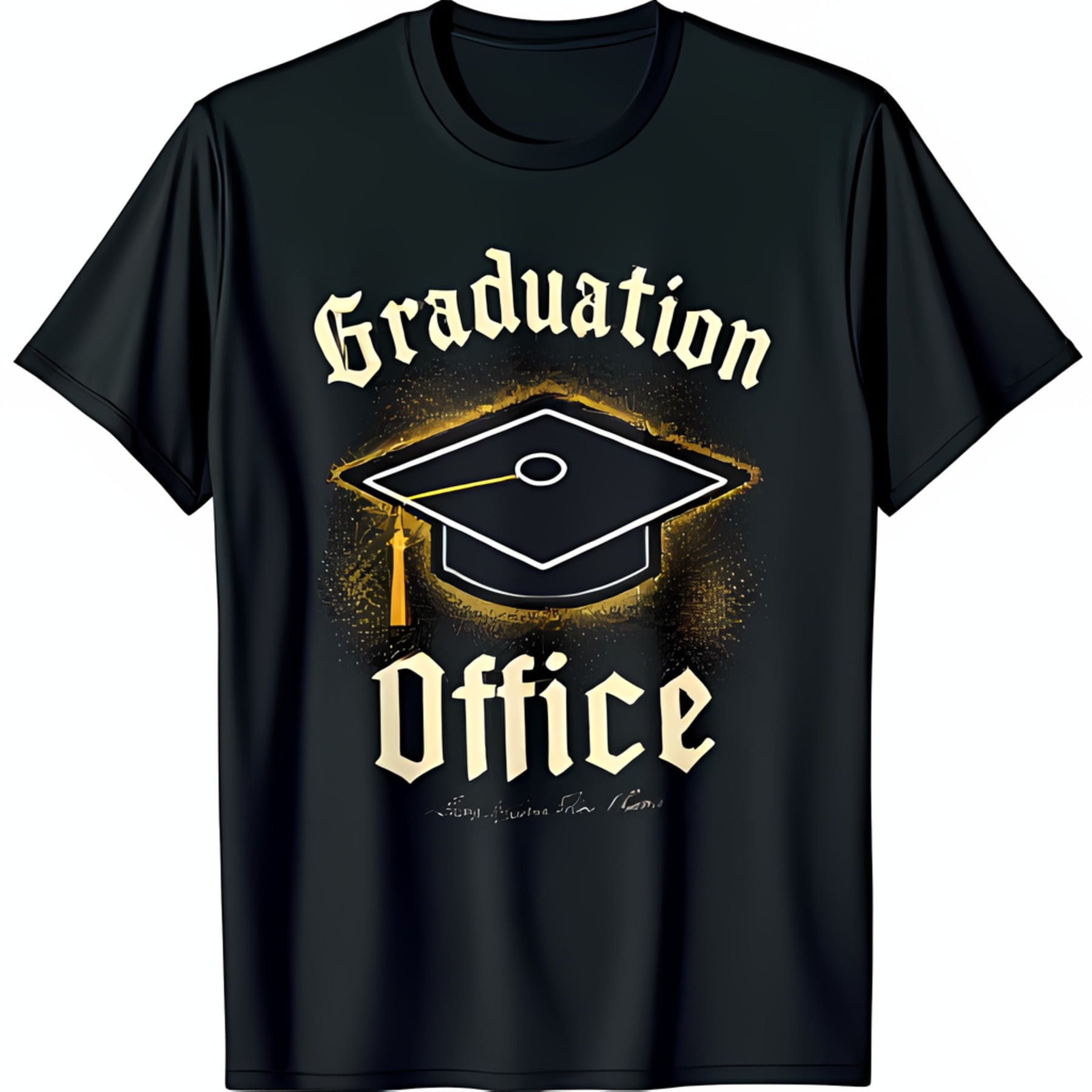 Black Graduation T-Shirt with Gold & Medieval Graduation Office Design ...