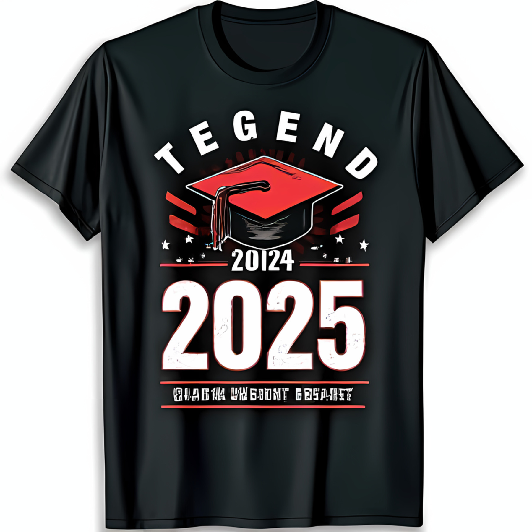Black Graduation T-Shirt with Red 'LEGEND' Banner & '2025' Class of ...