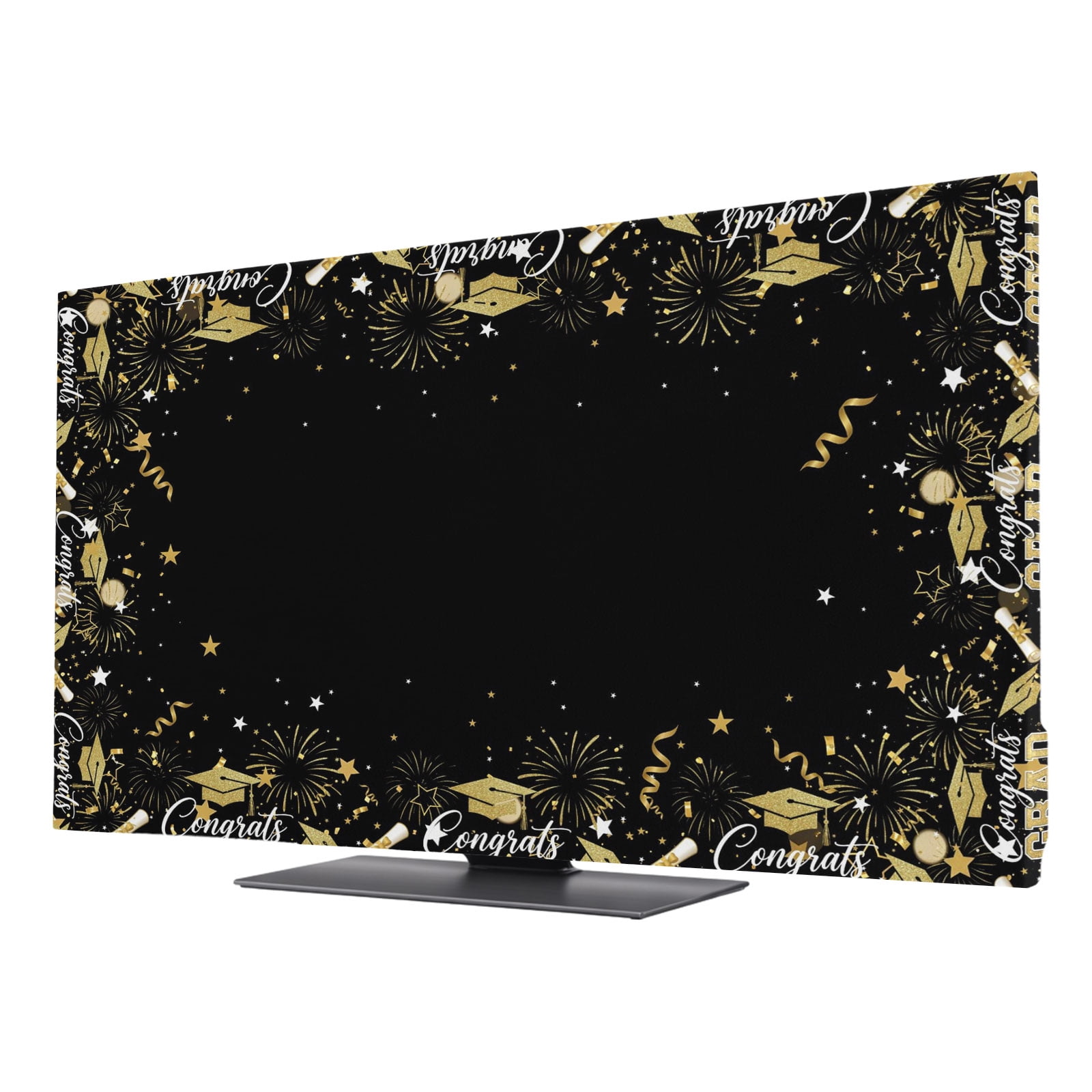 Black Graduation TV Cover for 55 Inch Screen, Stretch Fabric Dustproof ...