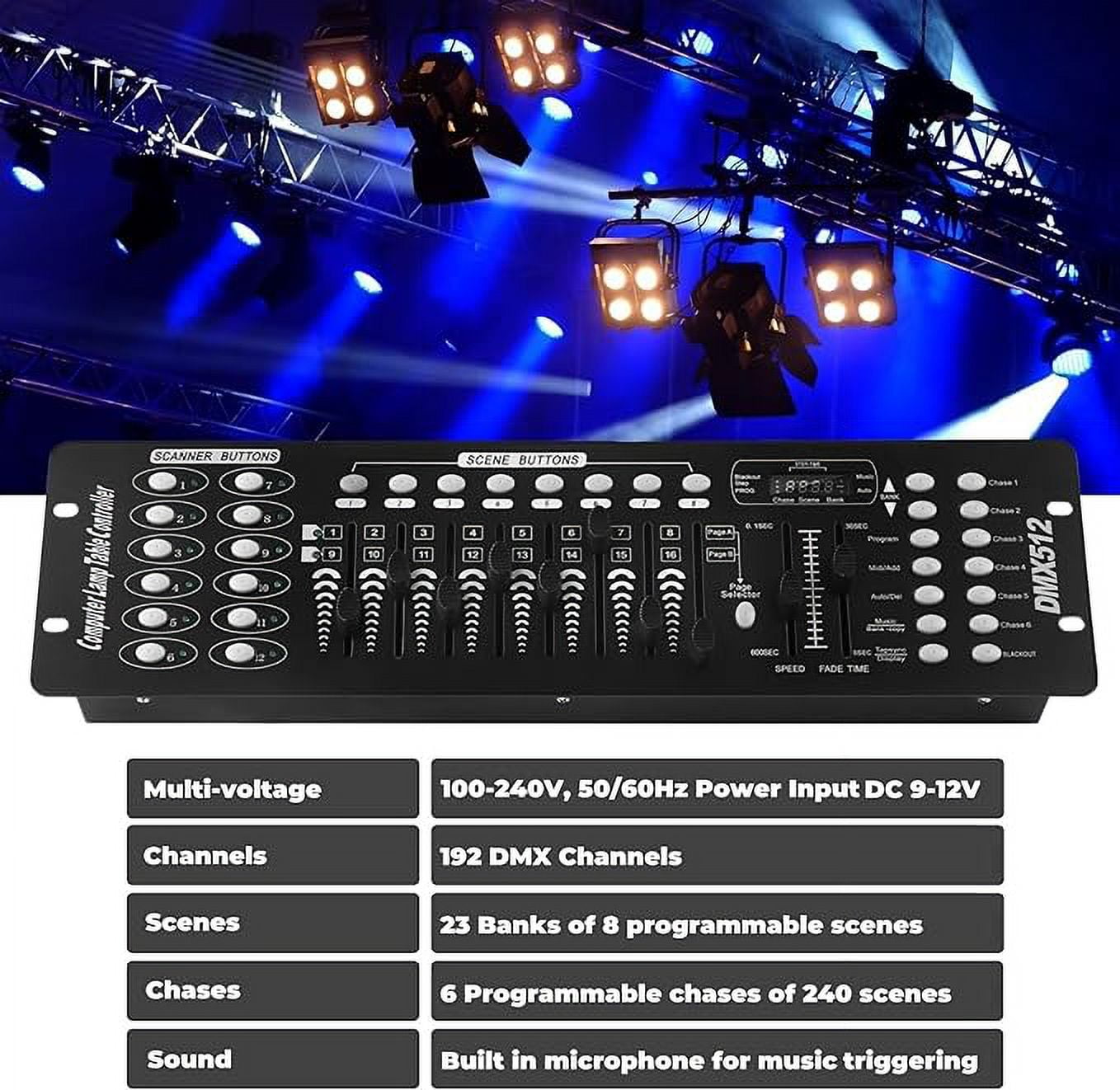 Black Grand Console DMX and MIDI Operator 192 Channel Light Controller ...