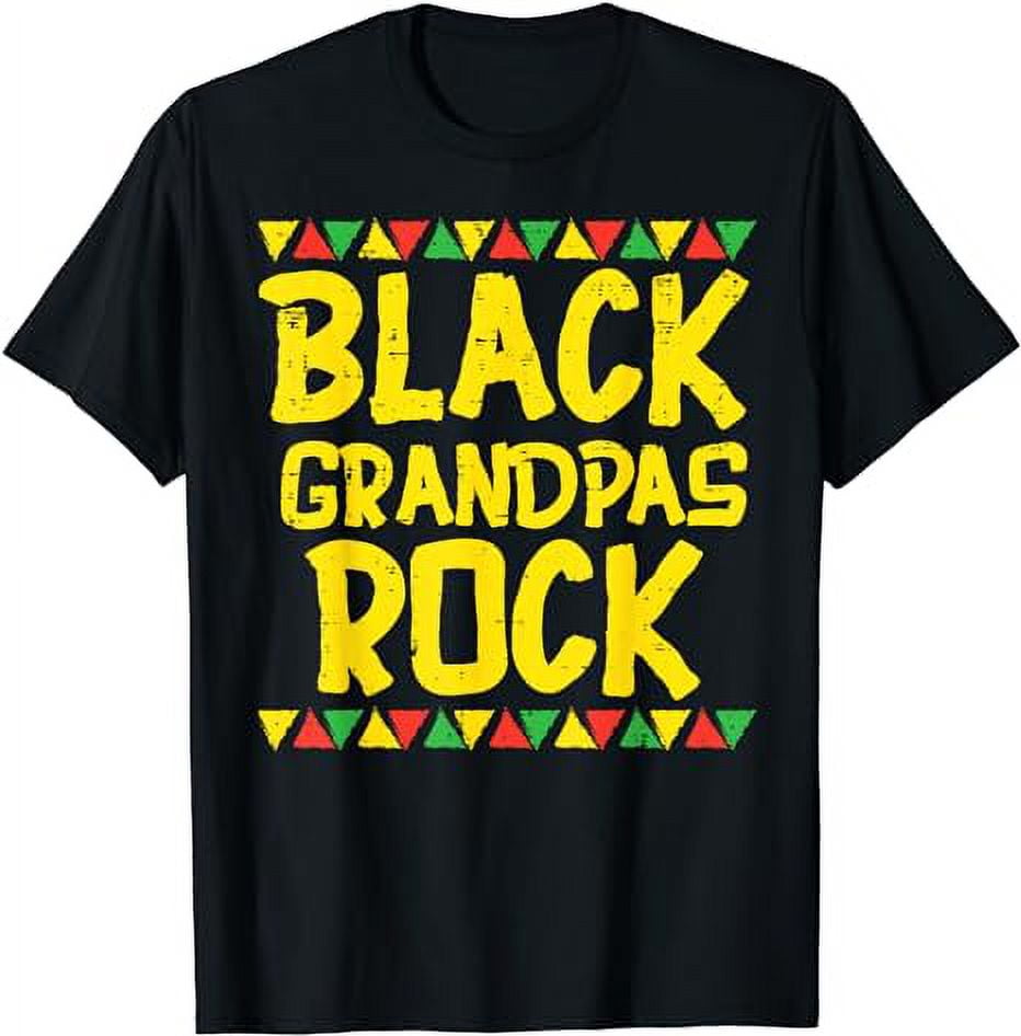 Black Grandpa Rock Kente African American Pride History Gift T-Shirt ...