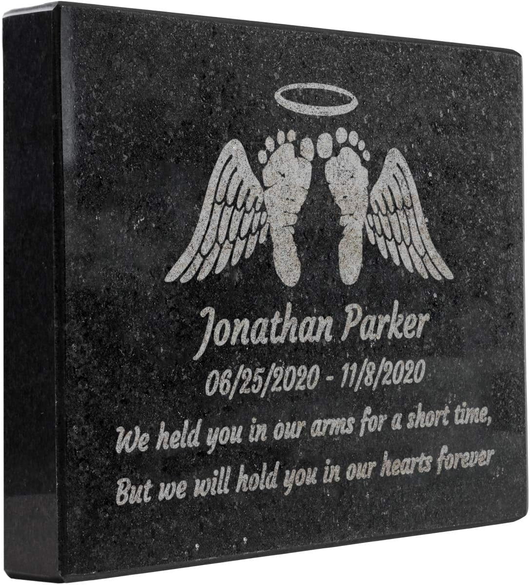 Black Granite Memorial Headstone Or Garden Memorial for Lost Infant or ...