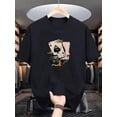 Black Graphic Cotton T-Shirt For Men, Oversized Short Sleeve Round Neck ...