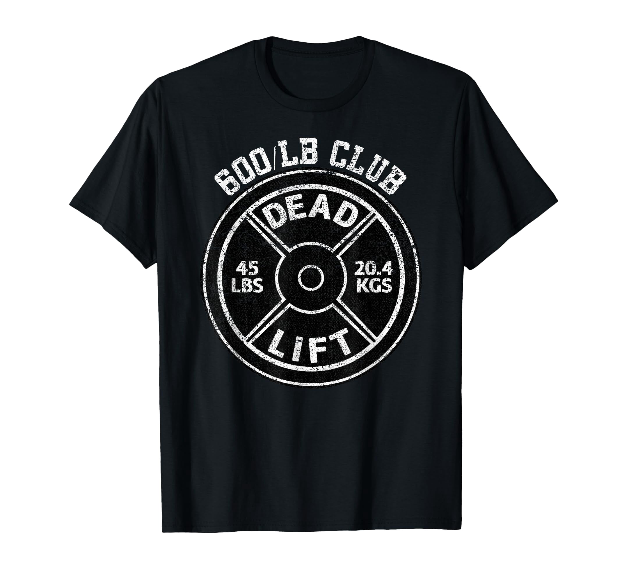 Black Graphic Deadlift '600 LB CLUB' T-Shirt for Weightlifting ...