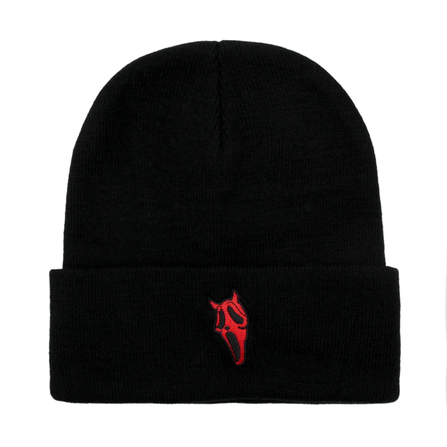 Black Graphic Devil embroidered acrylic knit cap unisex Knit Cuffed ...