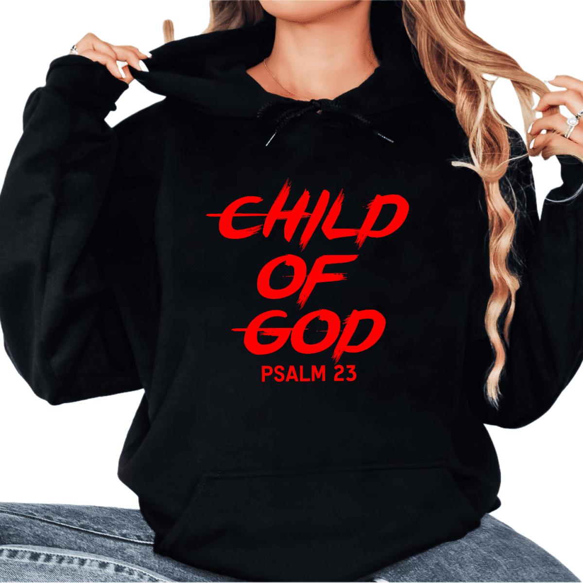 Black Graphic Sweatshirt Print hoodie Child of God Psalm 23 Christian ...