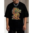 Black Graphic T-Shirt Featuring Colorful Mayan Feathered Serpent Totem ...
