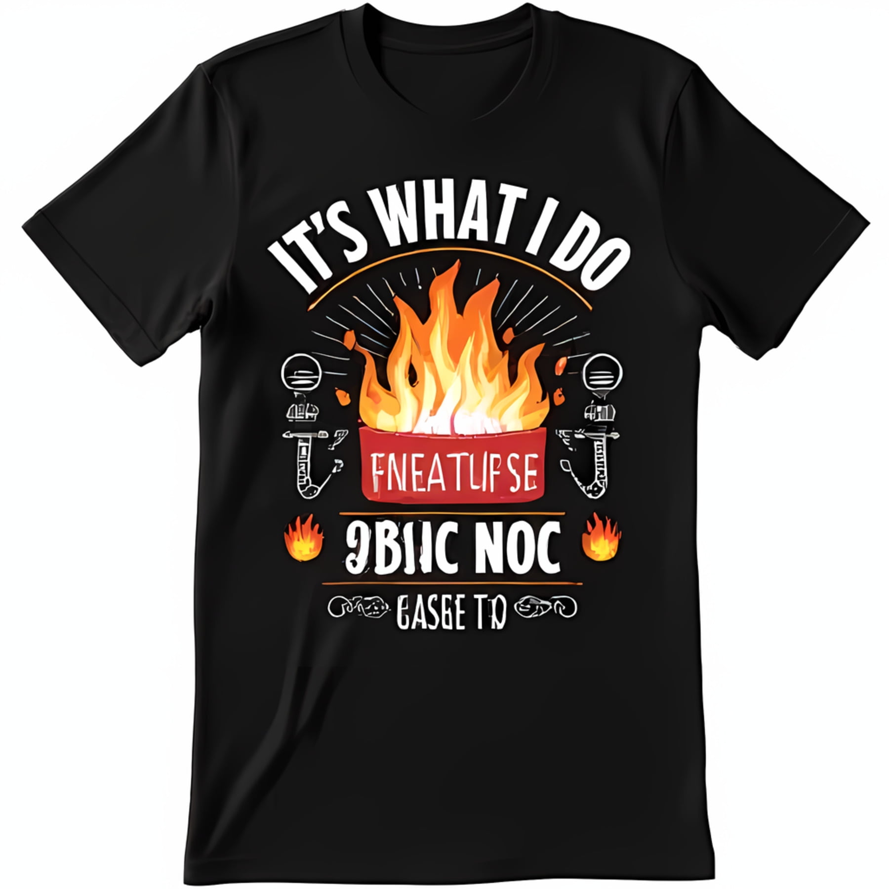 Black Graphic T-Shirt It s What I Do with Red Fire Pit & Flames Design ...