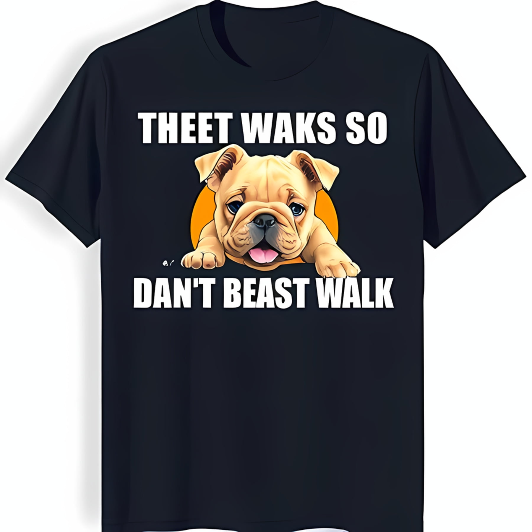 Black Graphic T-Shirt 'THEET WAKS SO DAN'T BEAST WALK' Design - Walmart.com