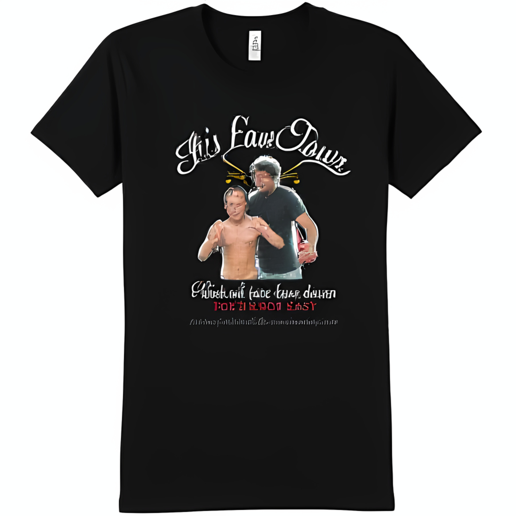 Black Graphic T-Shirt: 'This Eaw Tour' Cursive Design with Wrestling ...