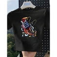 Black Graphic T-Shirt With American Flag Fish Design, Fishing-Themed ...