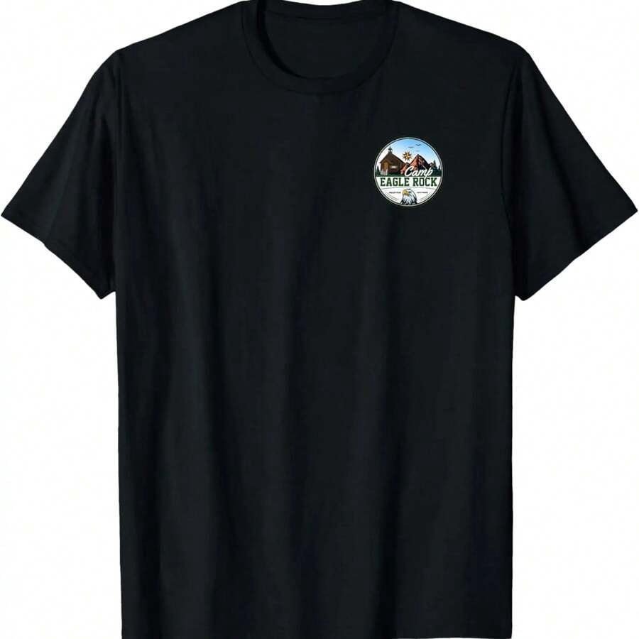 Black Graphic T-Shirt With Eagle Rock Camping Logo For Adults - Walmart.com