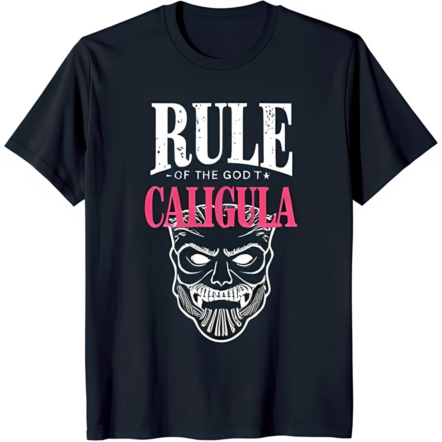 Black Graphic T-Shirt with Demonic Face & 'RULE OF THE GOD T CALIGULA ...