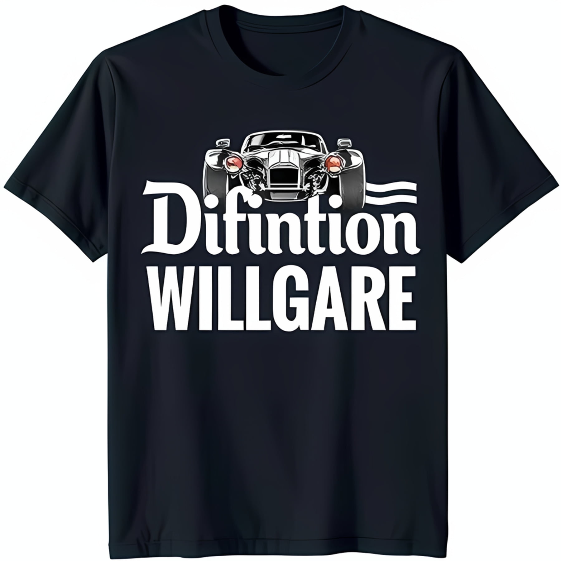 Black Graphic T-Shirt with Sporty Car Design and 'Difinition WILLGARE ...