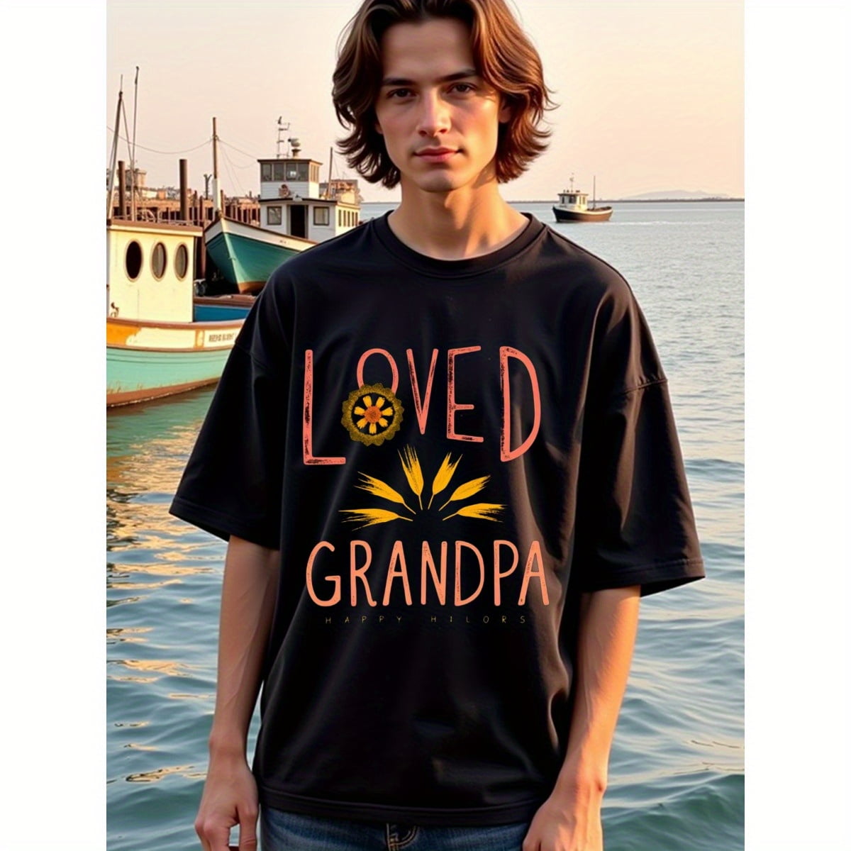 Black Graphic Tee, White Tee Shirt Men, Vintage Loved Grandpa T-Shirts ...