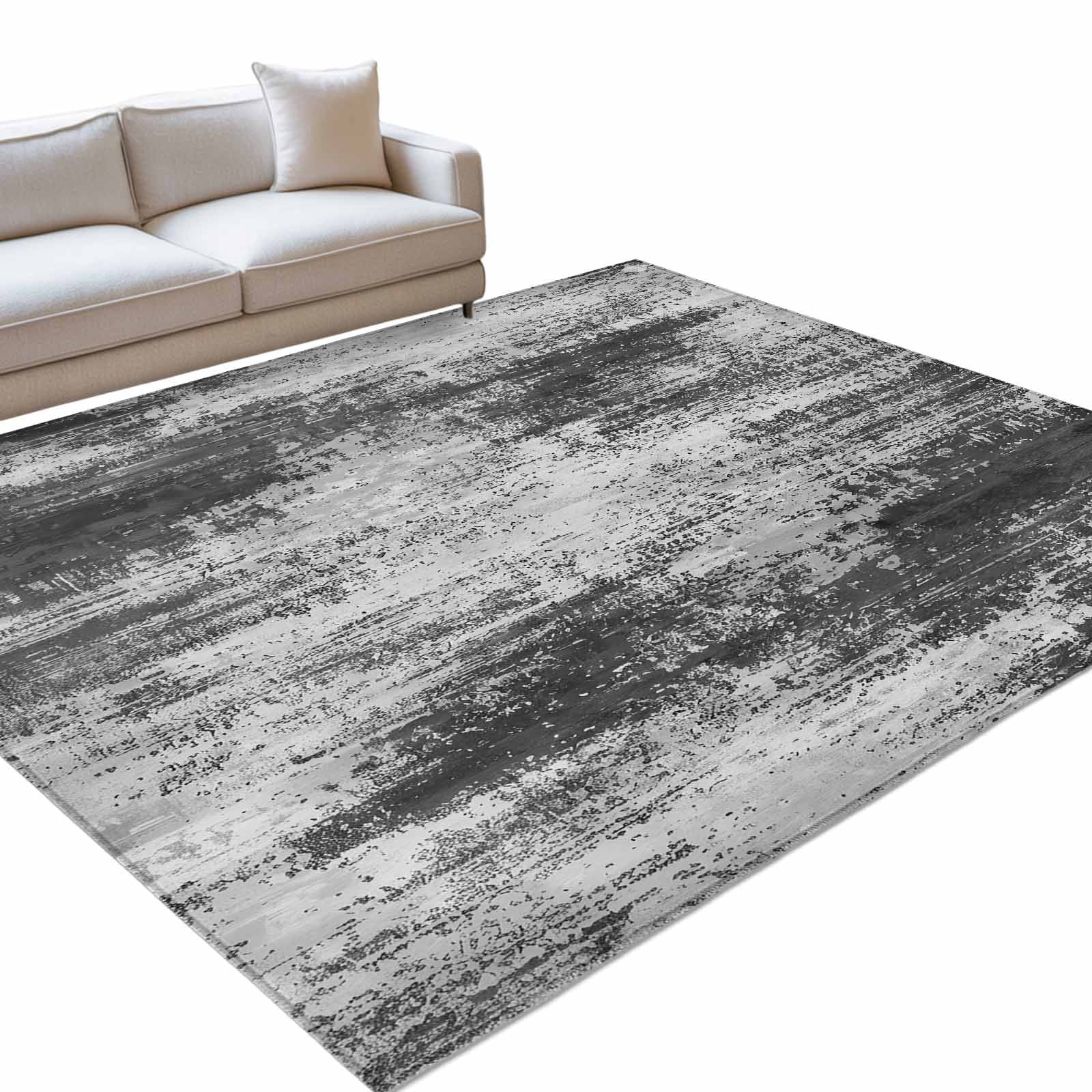 Black Gray Area Rugs 3x5ft Abstract Smoky Texture Distressed Mottled ...