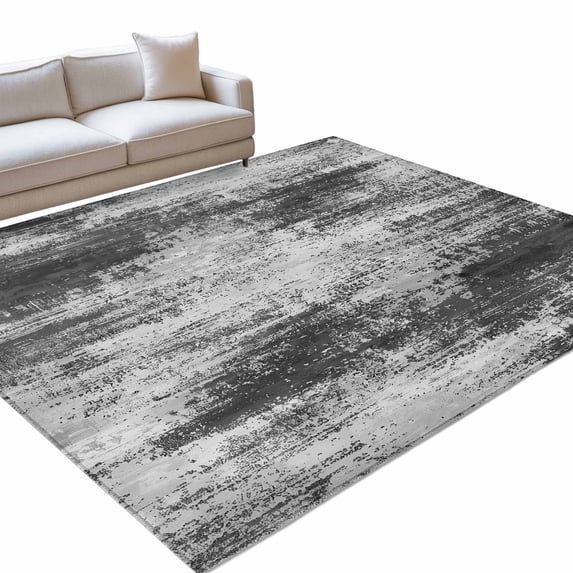 Black Gray Area Rugs 3x5ft Abstract Smoky Texture Distressed Mottled ...