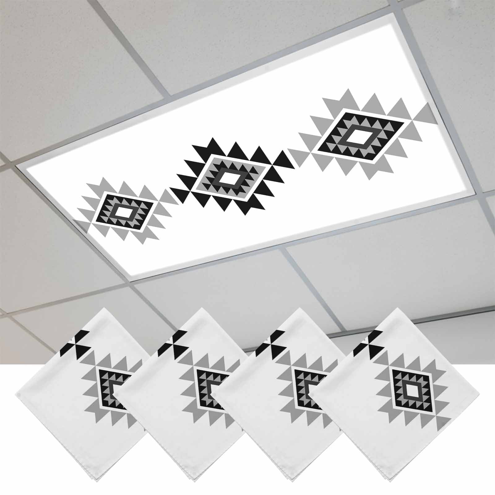 Black Gray Boho Magnetic Fluorescent Light Covers for Ceiling Lights ...