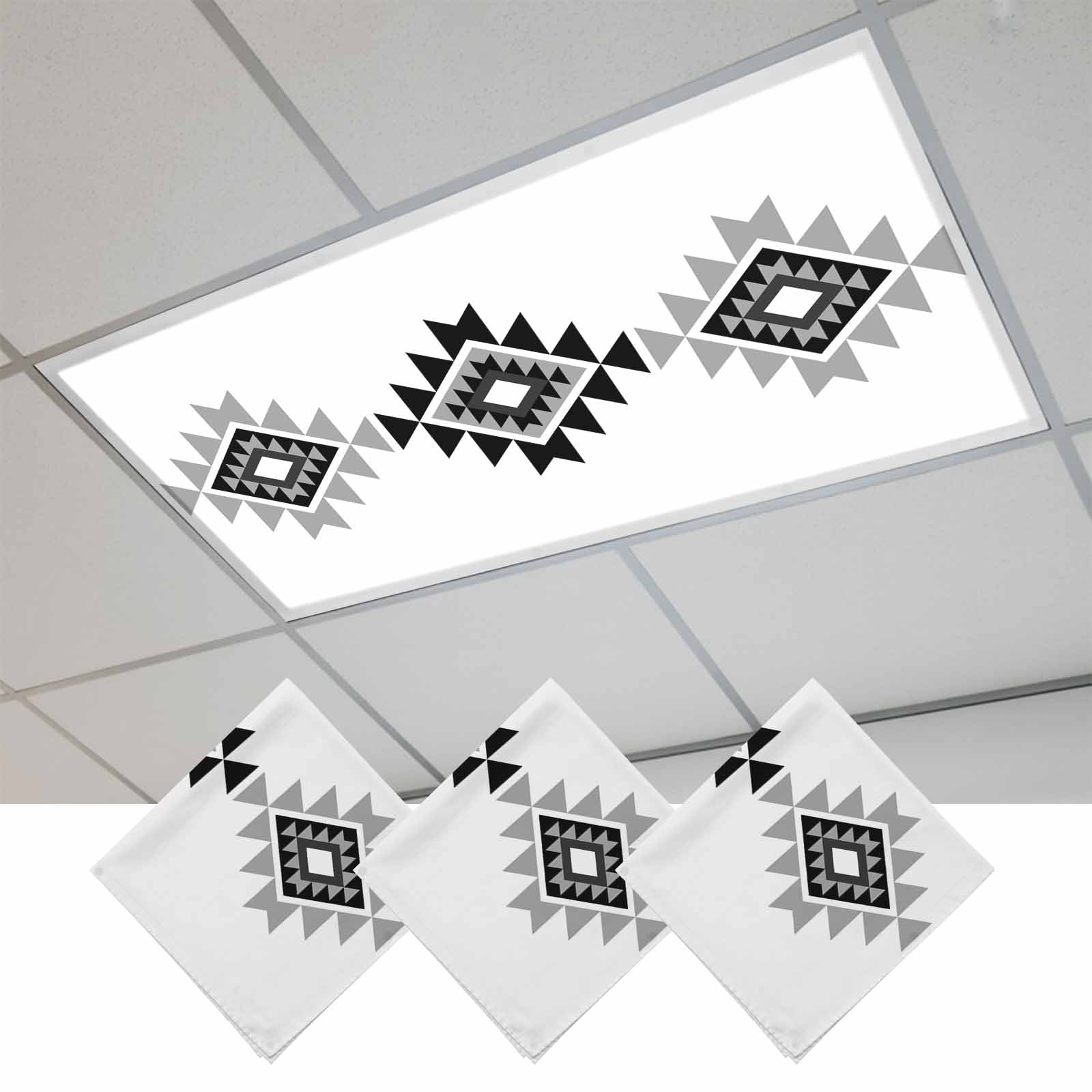 Black Gray Boho Magnetic Fluorescent Light Covers for Ceiling Lights ...