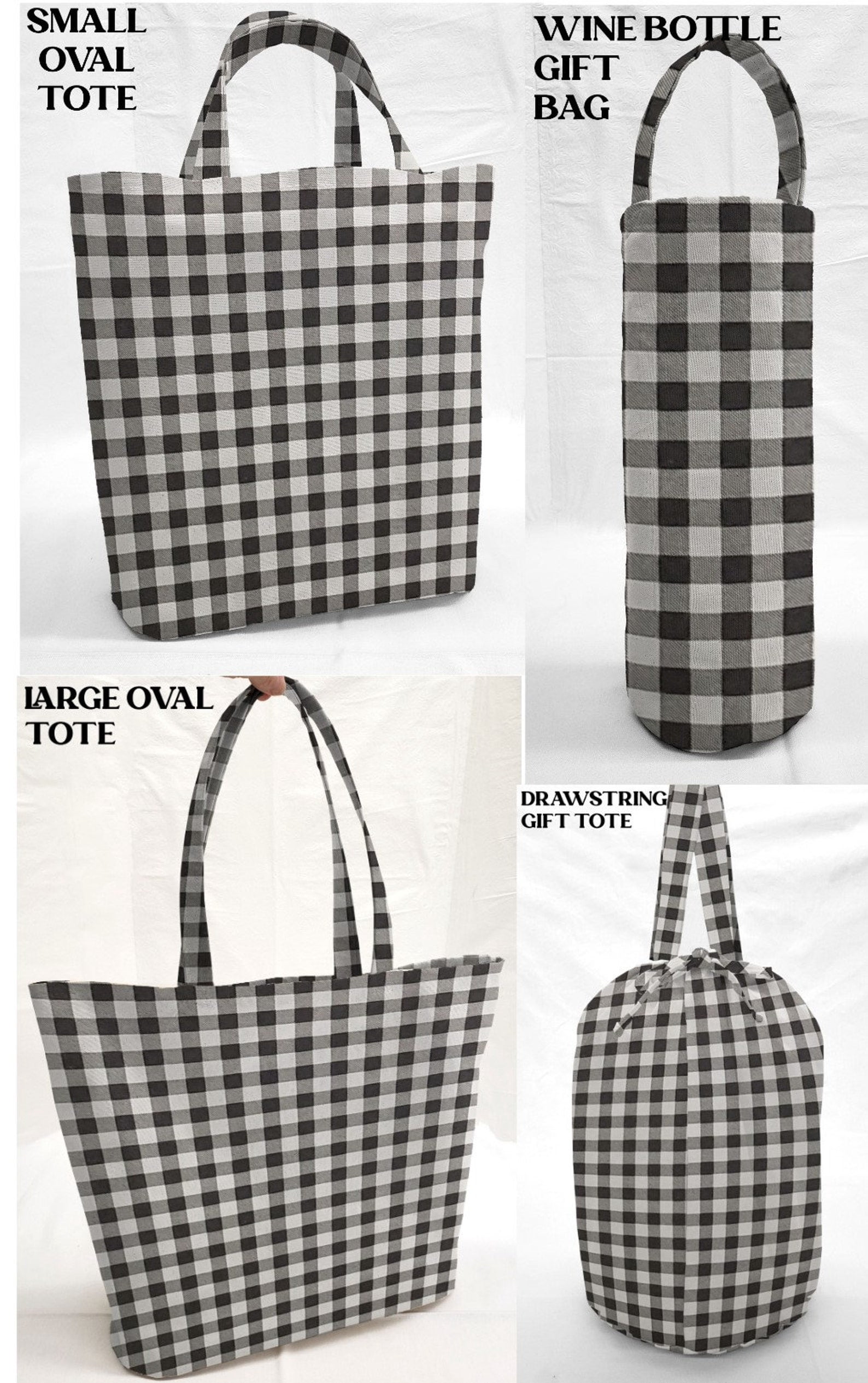 Buffalo Checked Plaid Reusable Fabric Gift Bags and/or Tote Bags (Large ...