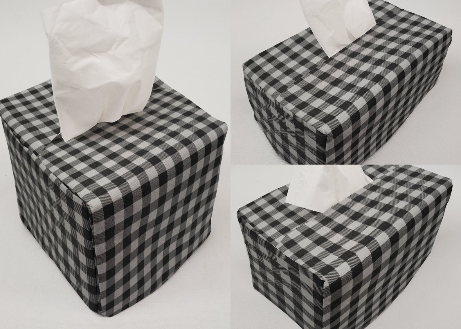 Black & Gray Buffalo Checked Tissue Box Cover by Penny's Needful Things ...