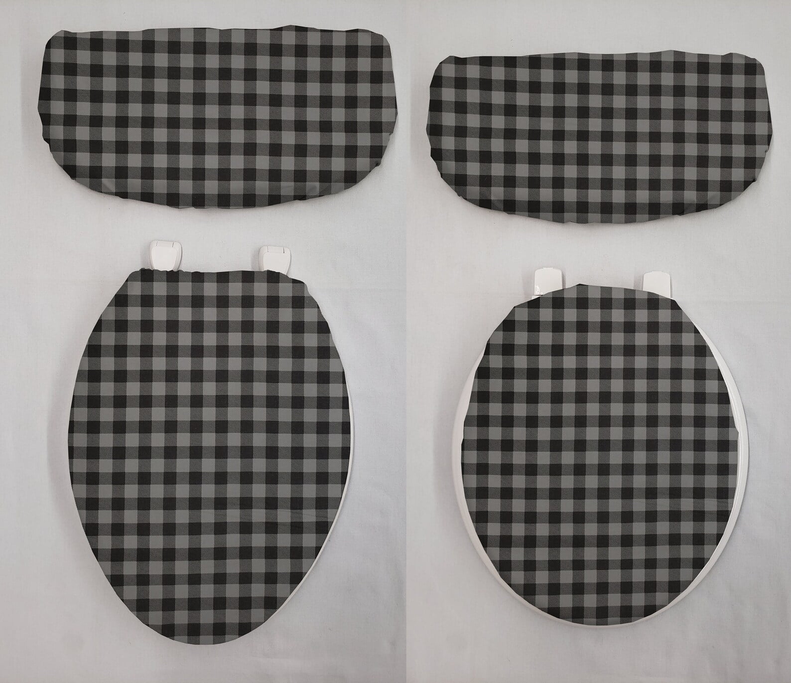 Black & Gray Buffalo Checked Toilet Seat Lid and Tank Cover Set by ...