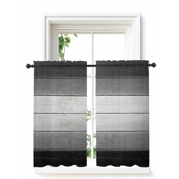 Black Gray Curtains 54 Inch Length, Sheer Curtains for Bedroom Living ...