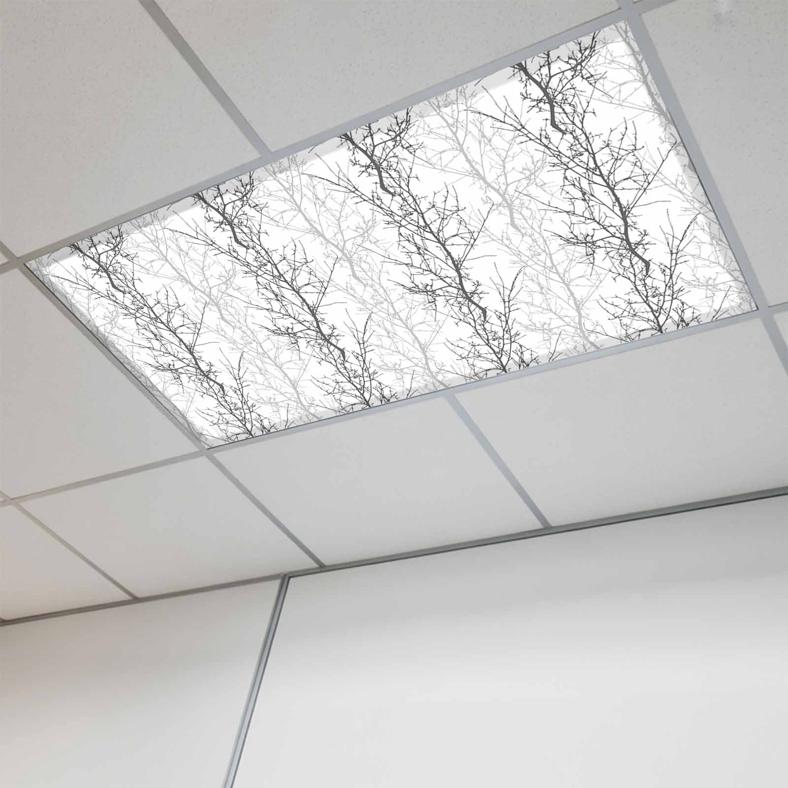 Black Gray Fluorescent Light Covers, Pastoral Botanical Branch ...