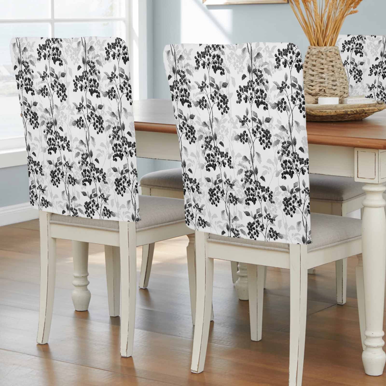 Black Gray Fruit Chair Back Covers, Removable Chair Covers for Dining ...