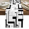 Black Gray Geometric Stripes Cotton Linen Table Runner Modern Abstract ...