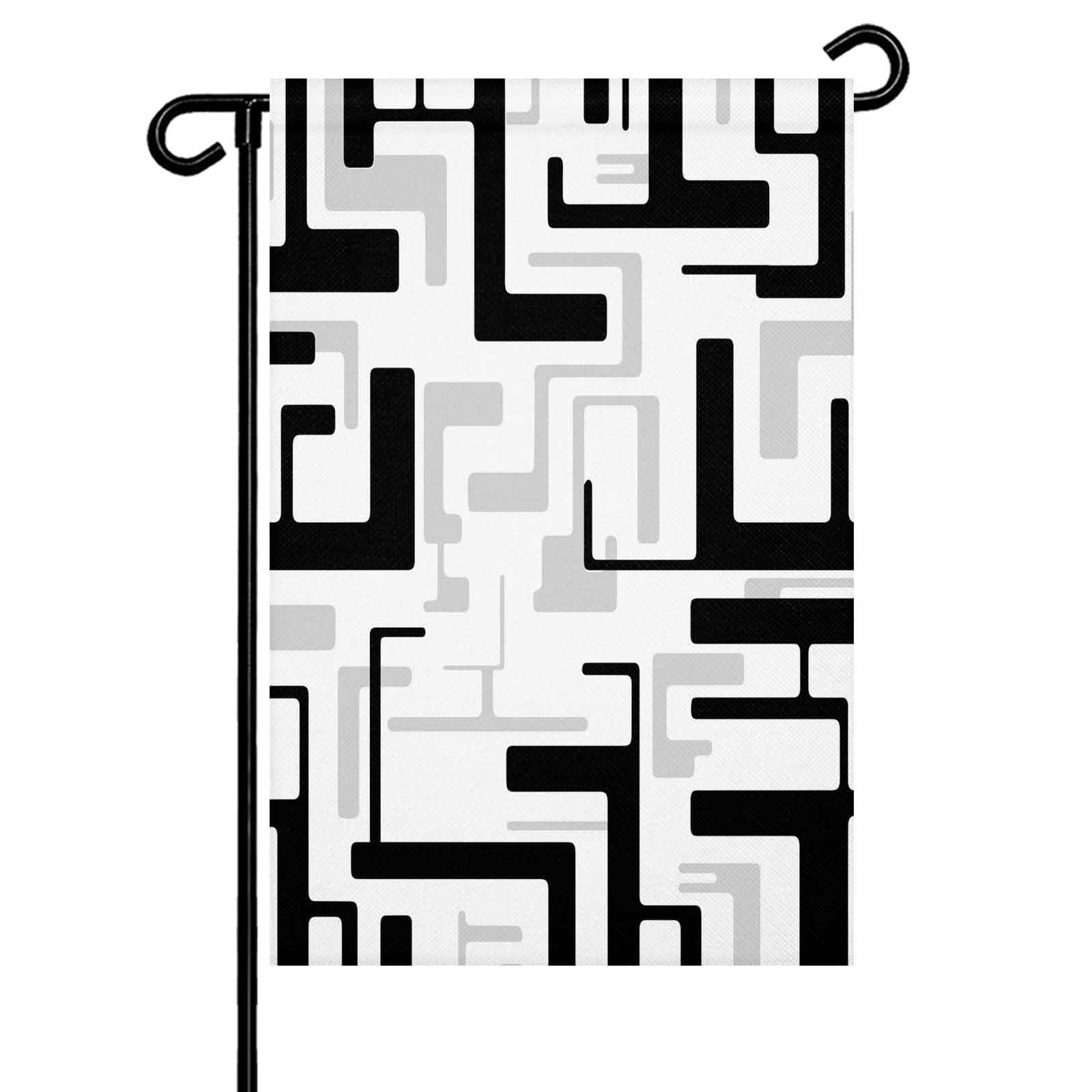 Black Gray Geometric Stripes Garden Flag 28x40 Inch Modern Abstract ...