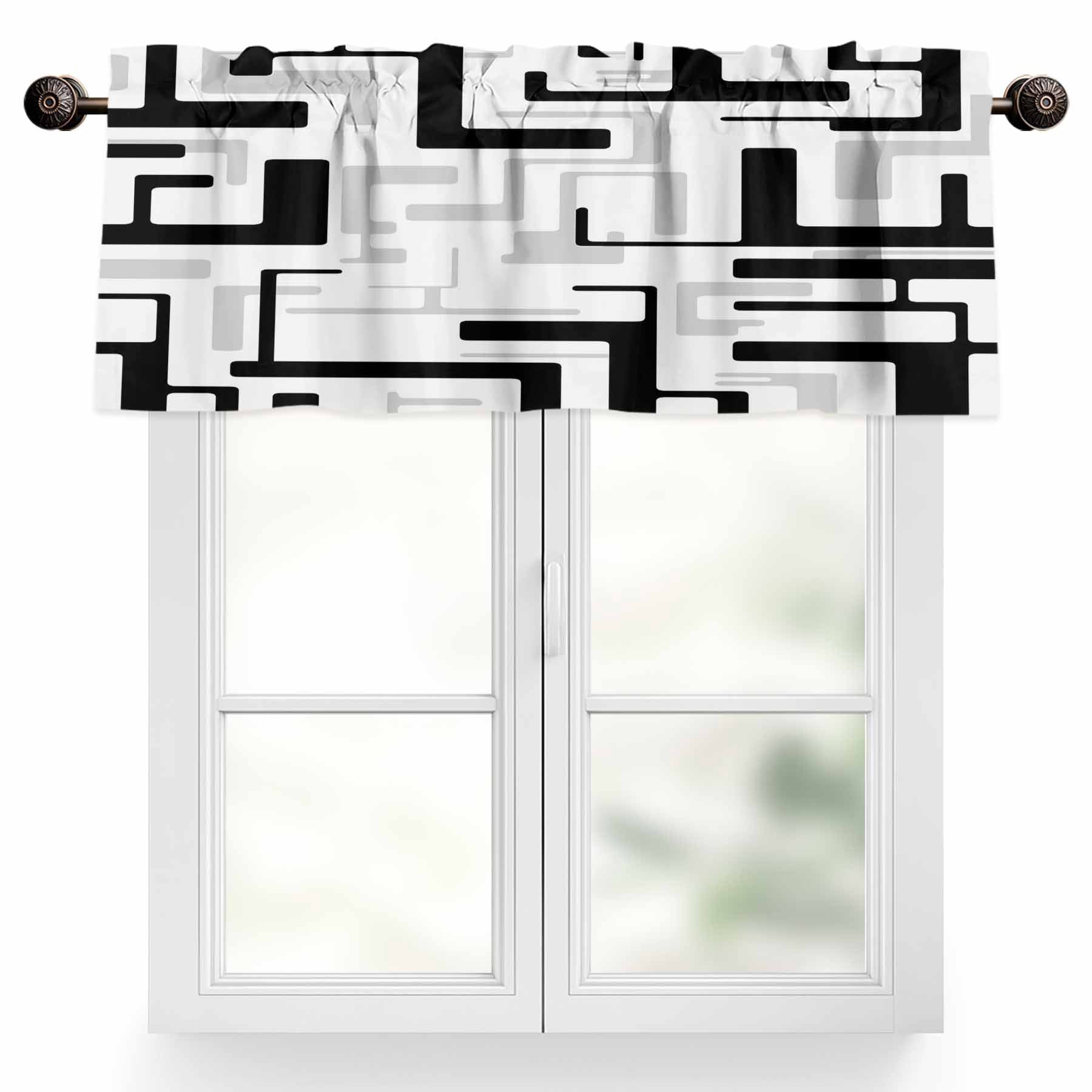 Black Gray Geometric Stripes Valances for Windows Modern Abstract Lines ...