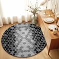 Black Gray Gradient Hexagon Round Area Rug 3ft,Living Room Rug Non-Slip ...