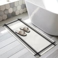 Black Gray Grid Bathroom Runner Rugs Non Slip Washable Absorbent Narrow ...