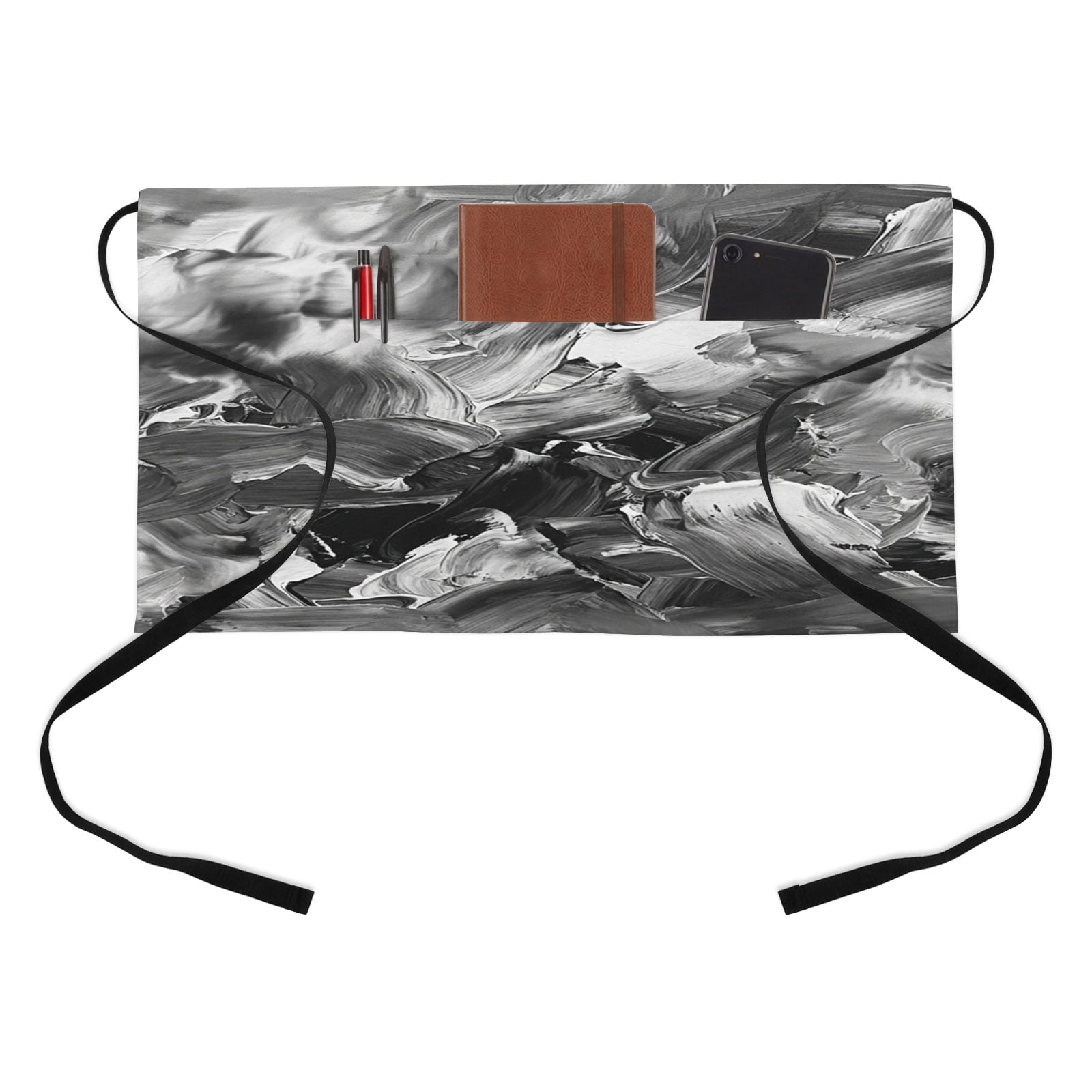Black Gray Half Waist Apron Abstract Modern Polypropylene Pigment ...