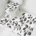 Black Gray Leaf Bathroom Rugs Set Rustic Vintage Botanical Branch Tree ...