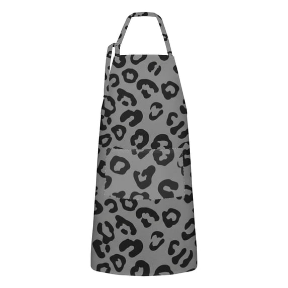 Black and Gray Leopard Print Pattern Apron for Women with Pockets ...