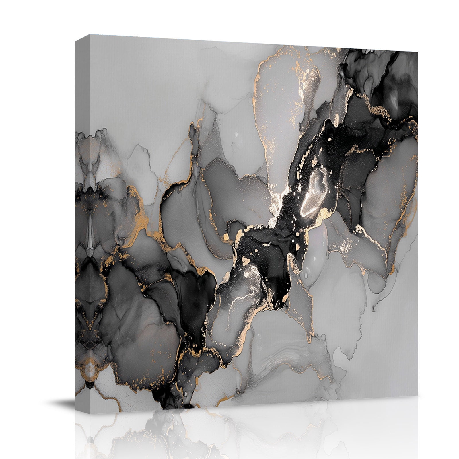 Black Gray Marble Canvas Wall Art for Living Room, Abstract Gradient ...