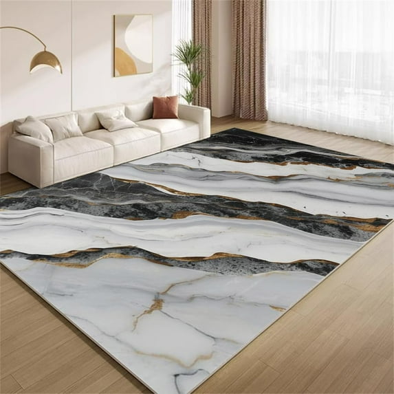 Black Gray Marble Rug 2x3 Small Area Rugs, Modern Crack Texture Carpet ...